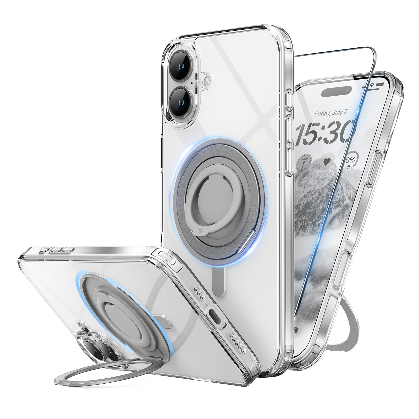 SURPHY 360° Magnetic Stand for iPhone 16 Case with Finger Ring, Compat ...